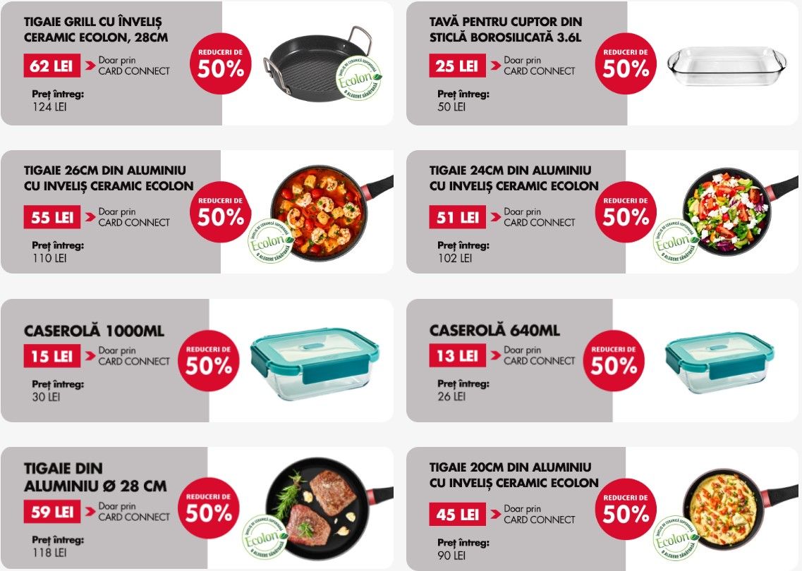 Caserolele și tigăile Neoflam sunt la Mega Image